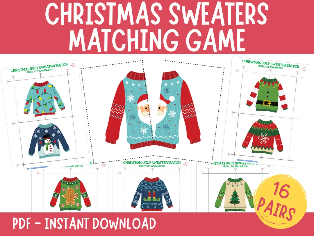 Christmas Sweaters Matching Game: Toddler Activity (digital Download ...