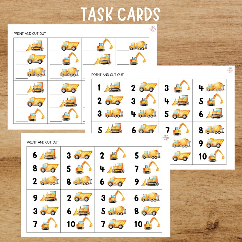 Construction Vehicles Counting Flisat Insert, Toddler Pretend Play ...