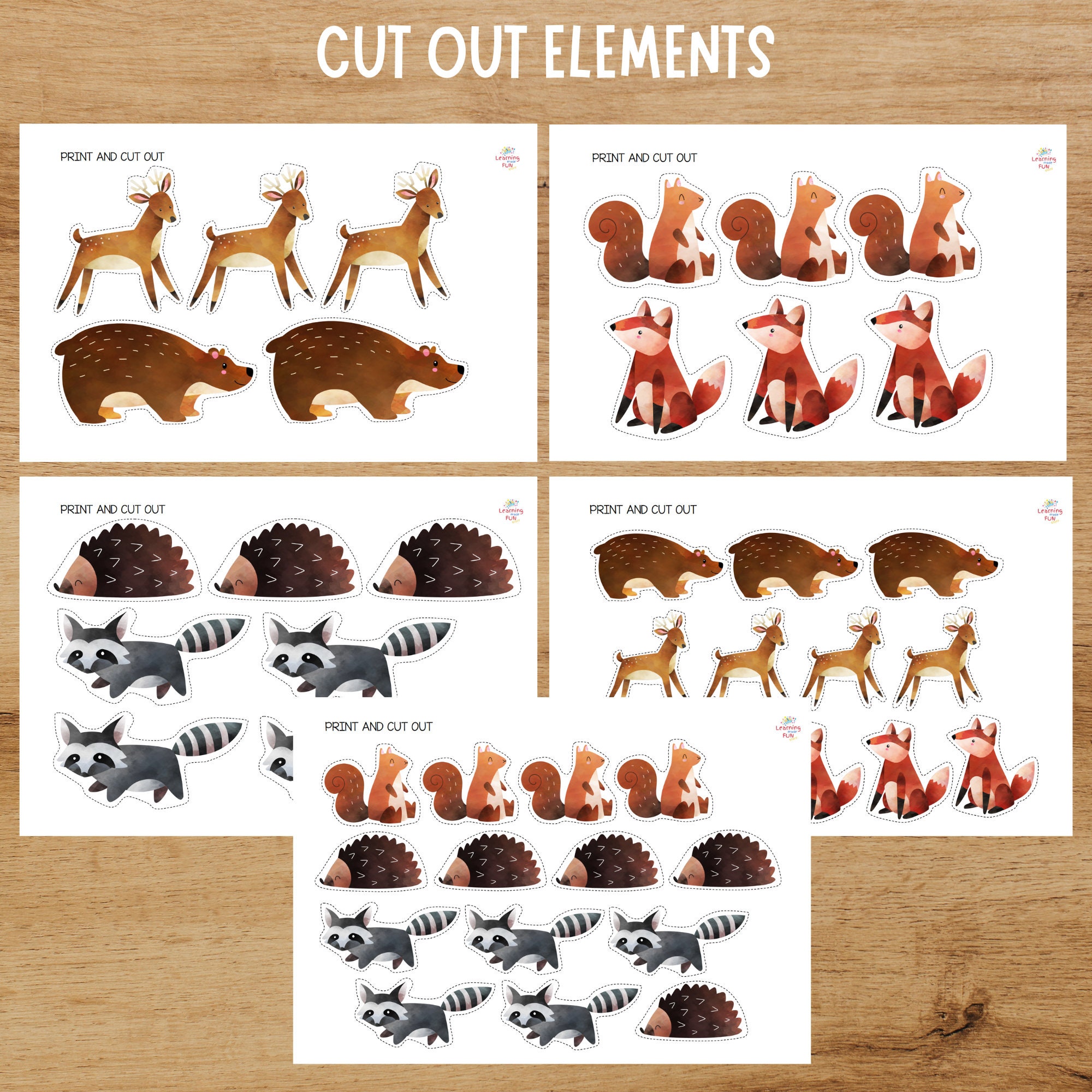 Forest Animals Sort by Size, Printable Flisat Insert, Trofast Insert ...