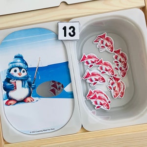 Penguin Fishing Counting Flisat Insert, Arctic Sensory Play (digital ...