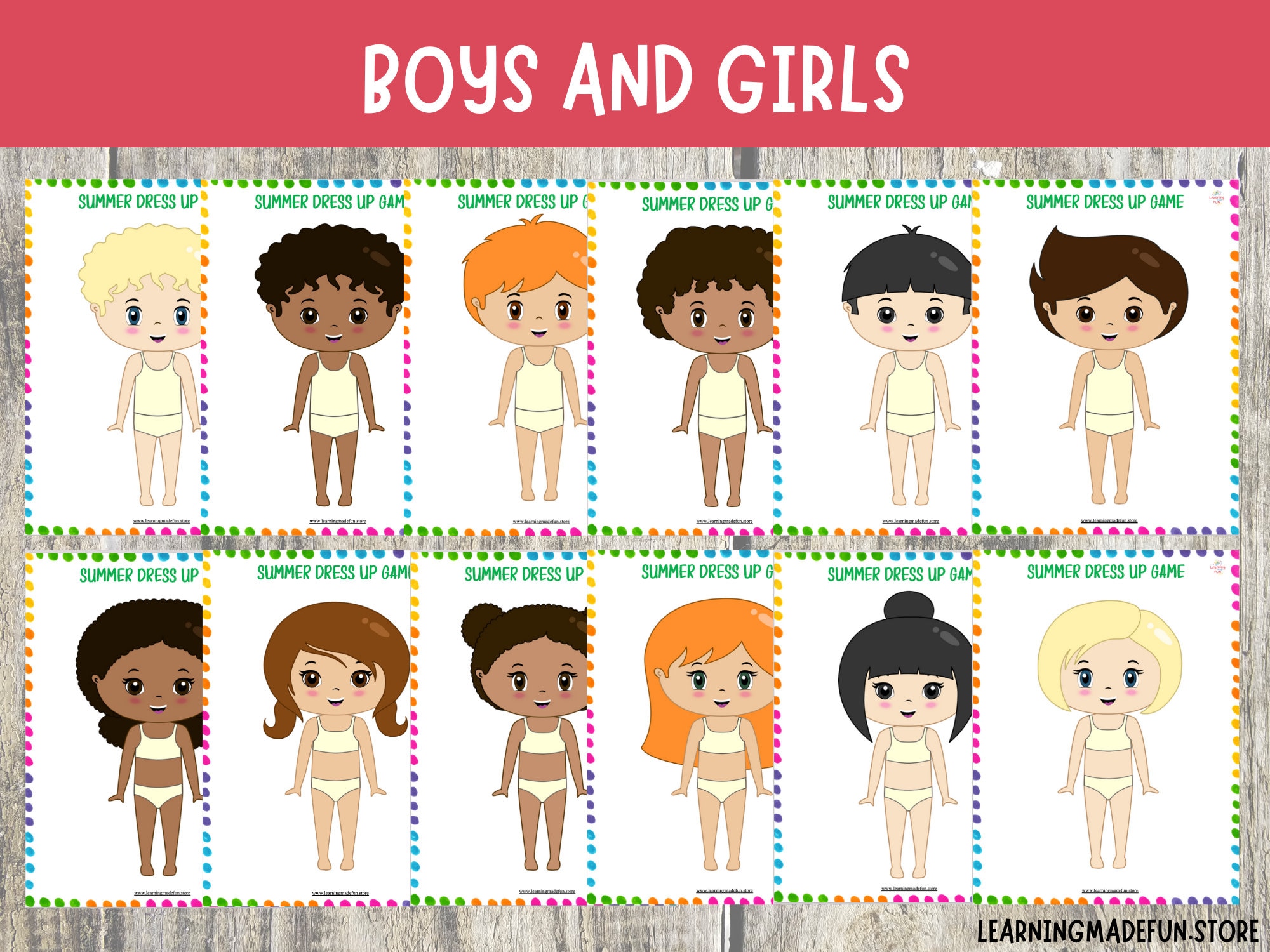 Summer Dress up Game: Paper Doll Clothing, Roll Dice Activity (PDF) - Etsy