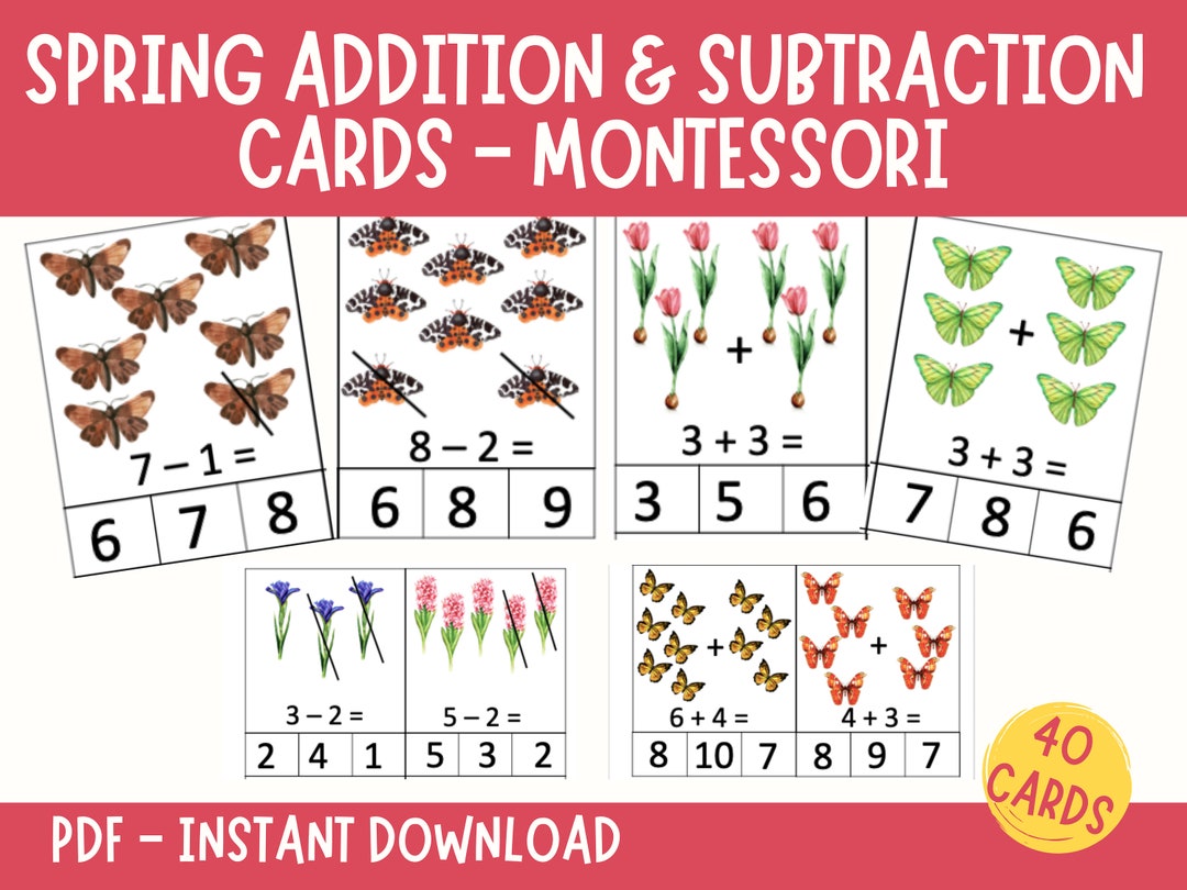 Spring Math Activities, Montessori Flashcards, Addition Activity ...