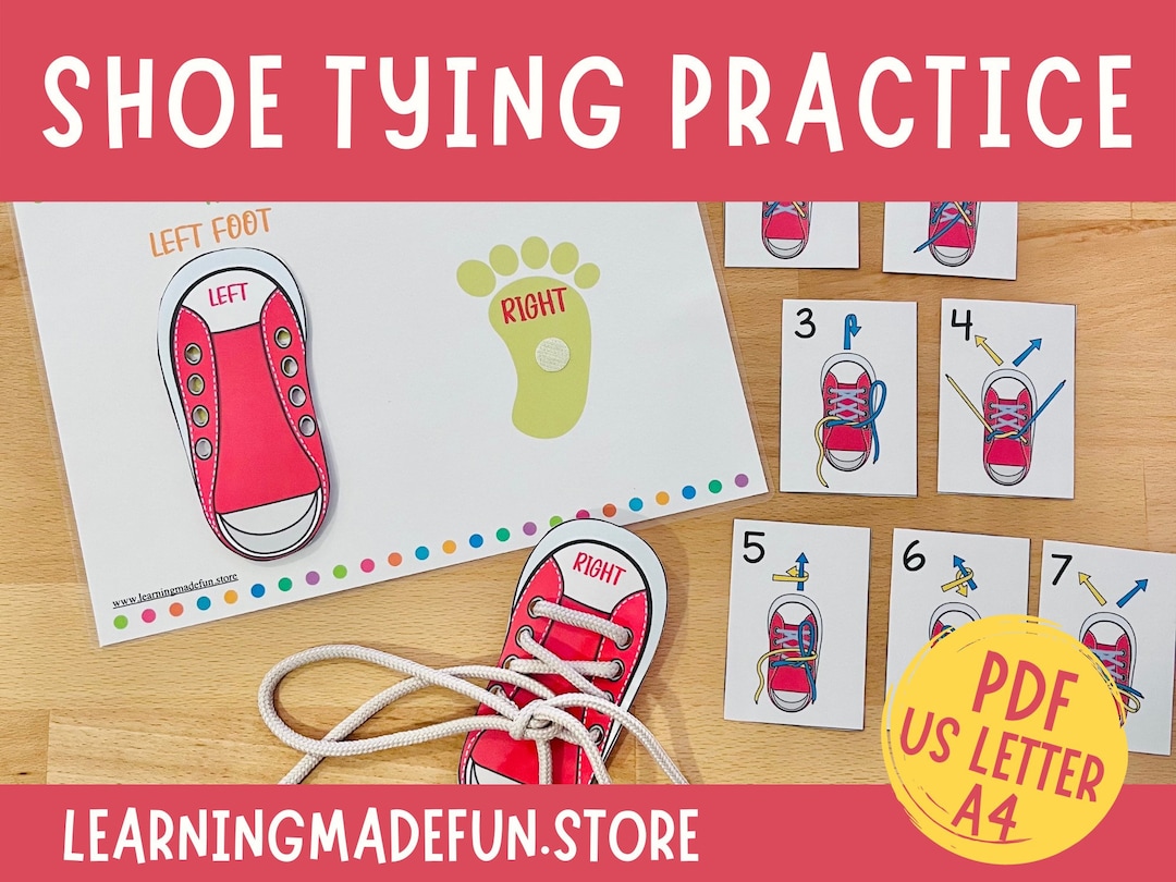 Shoe Tying Practice for Kids, Fine Motor Skills, Preschool Printables ...