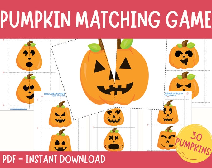 Pumpkin Matching Game - Halloween Matching Game - Halloween Activity ...