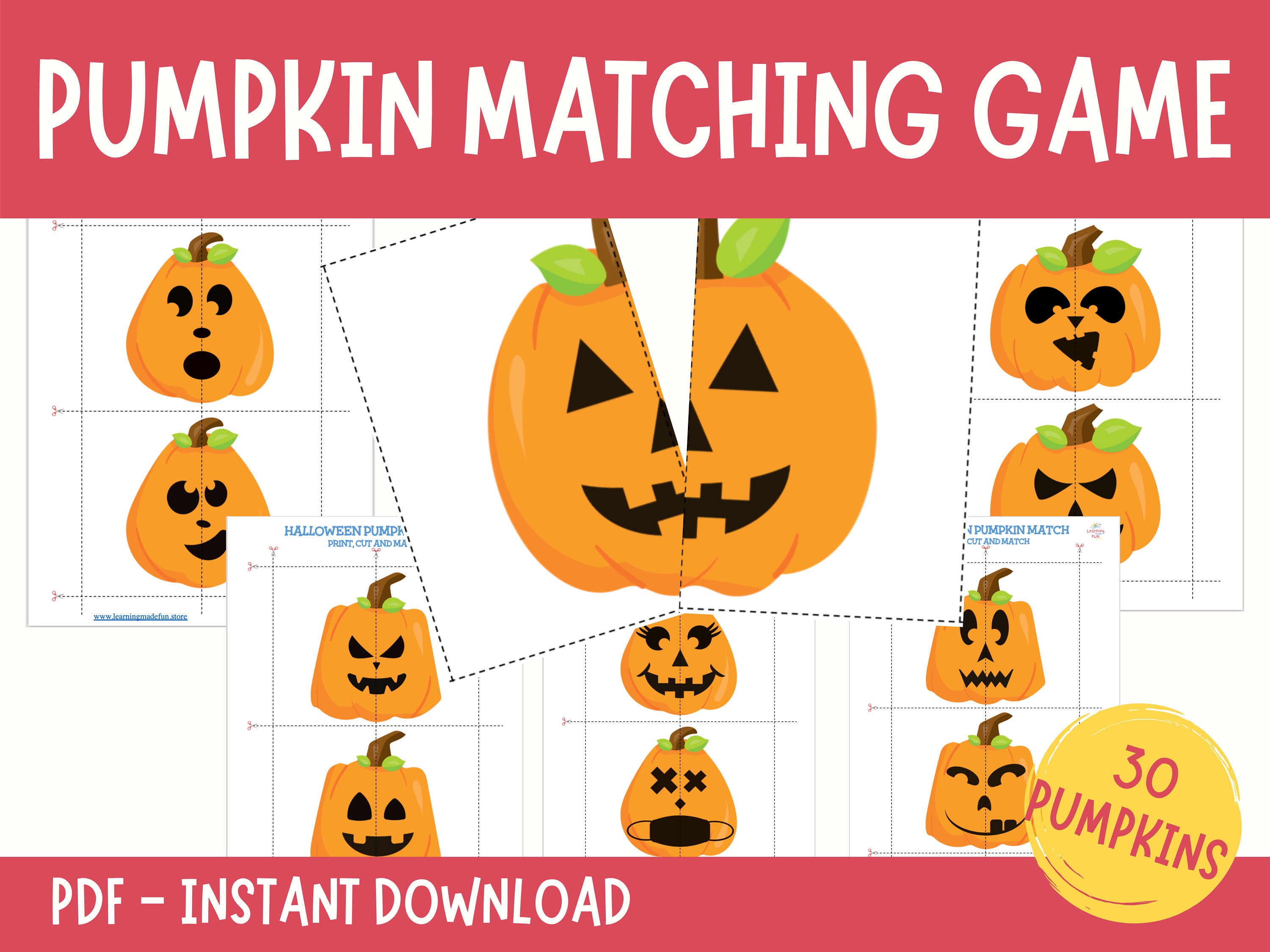 Halloween Matching Game Pumpkin Matching Activity Halloween - Etsy