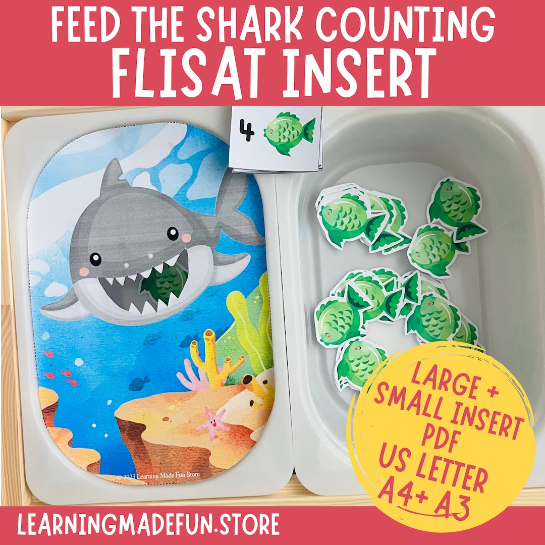 Feed Shark Counting to 20, Printable Flisat Insert, Trofast Insert ...