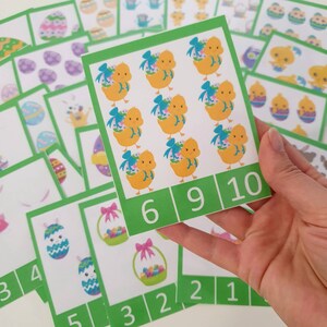 Easter Count Clip Cards, Numbers 1-10 Count and Clip Activity ...