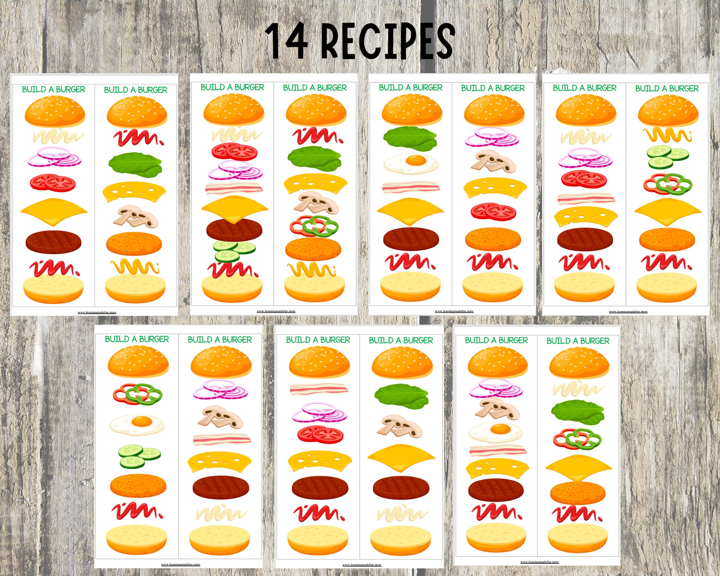 Build a Burger Pretend Play Set: Printable Learning Activity (PDF) - Etsy