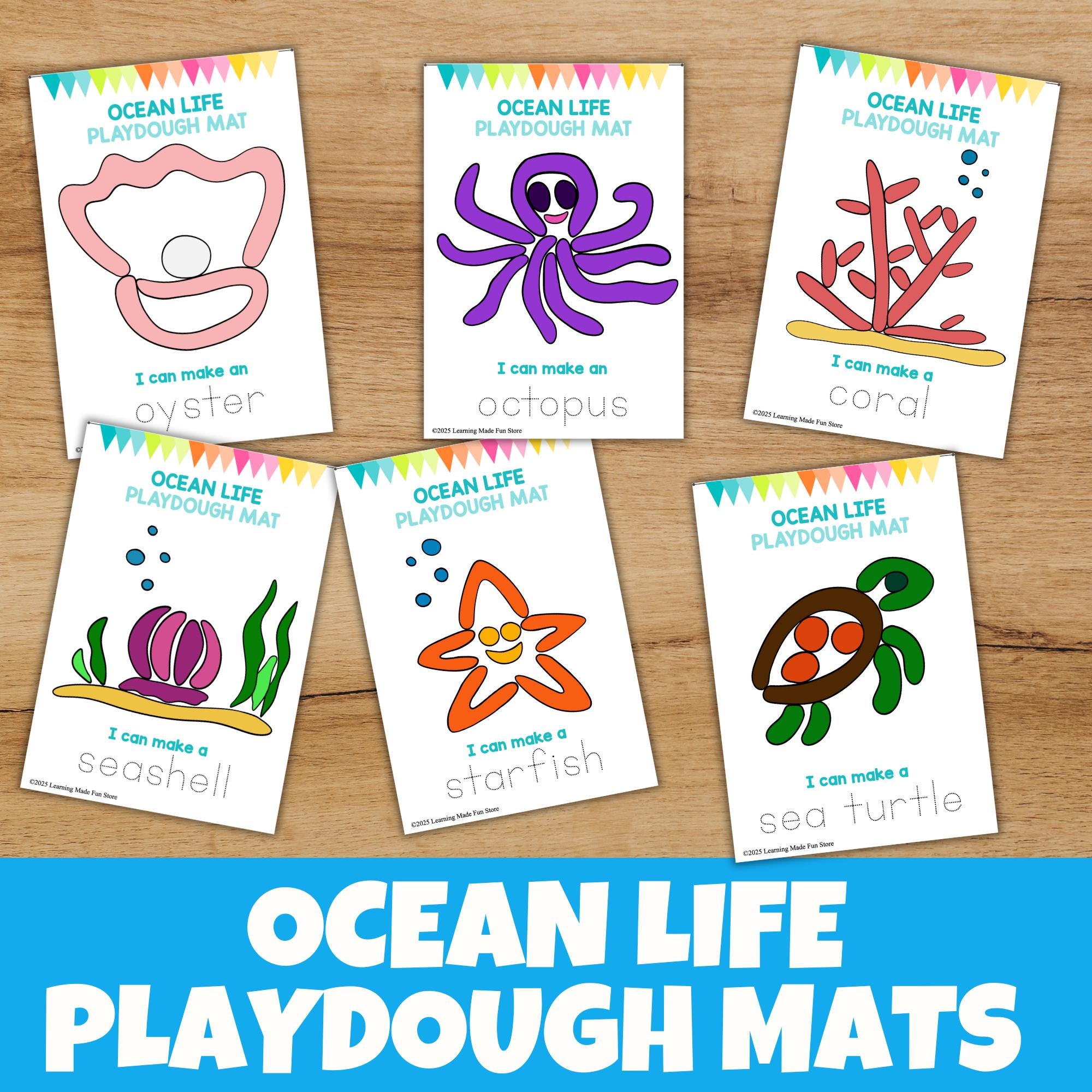 Ocean Life Playdough Mats, Sea Animal Cards (digital Download) - Etsy