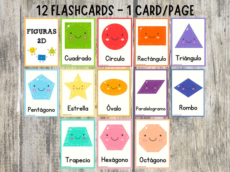 Spanish Shapes Flashcards: 2D Learning Cards (digital Download) - Etsy