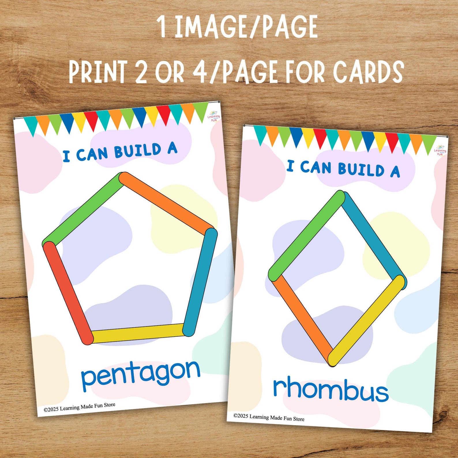 Popsicle Sticks Shapes Activity Game for Toddlers Montessori Printable ...