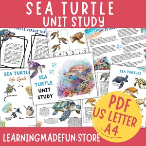 Sea Turtle Printable Unit Study | Educational Activities for Kids 4-7 ...