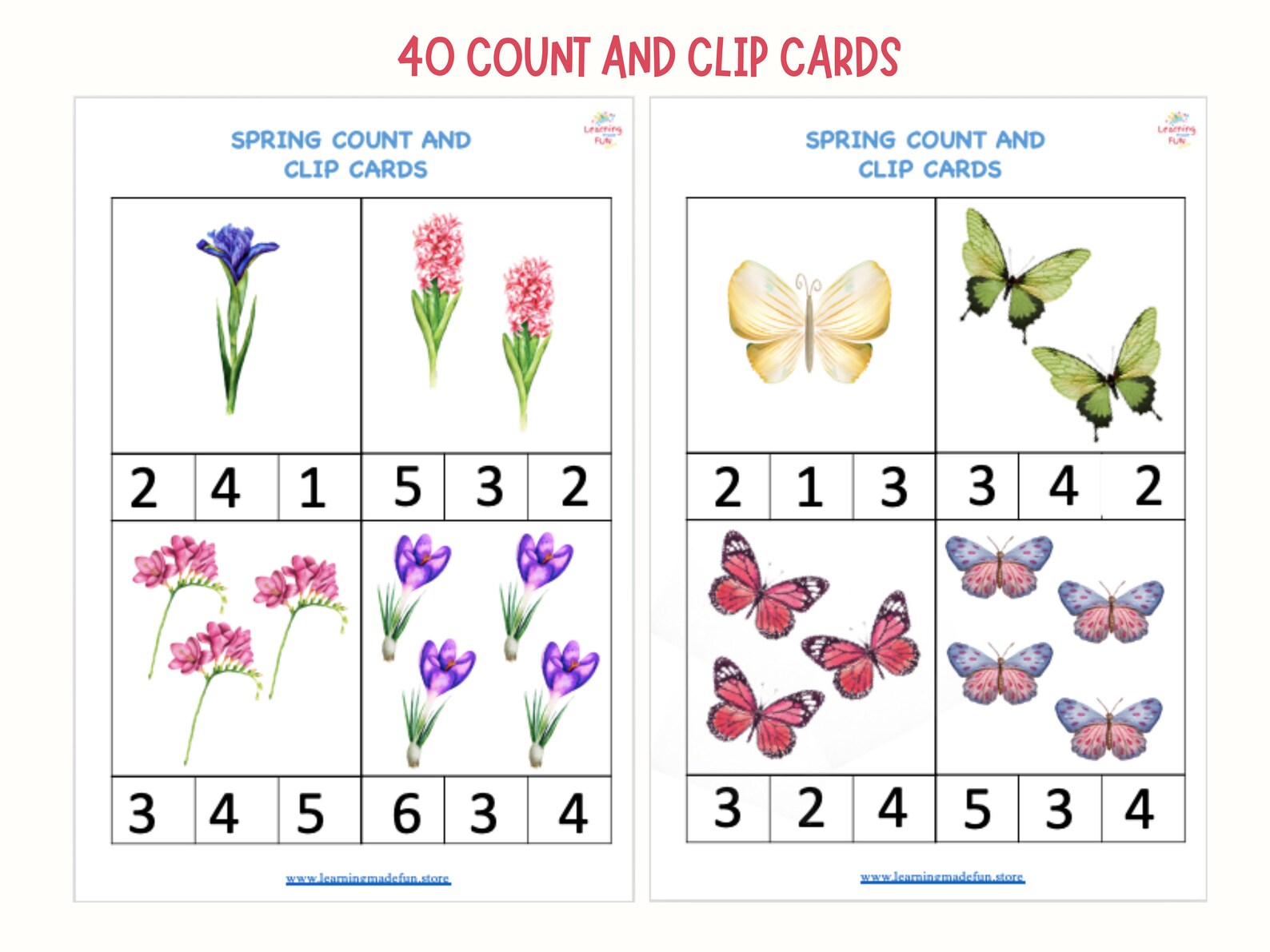 Montessori Spring Count Clip Cards Numbers 1-10 Count and | Etsy