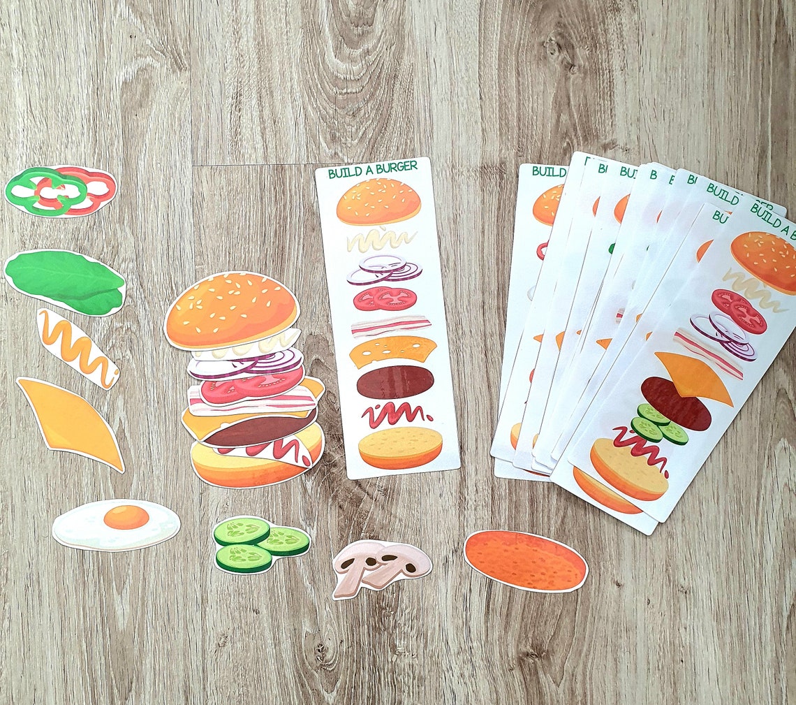 Build a Burger Pretend Play Set: Printable Learning Activity (PDF) - Etsy