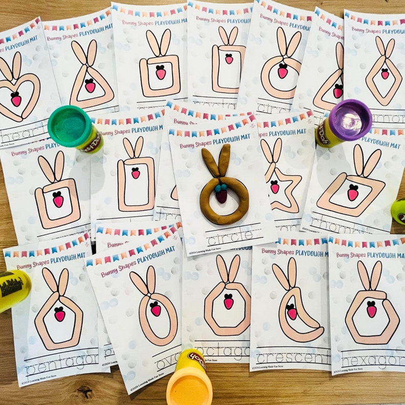 Easter Bunny Playdough Mats: Shapes Activity (digital Download) - Etsy