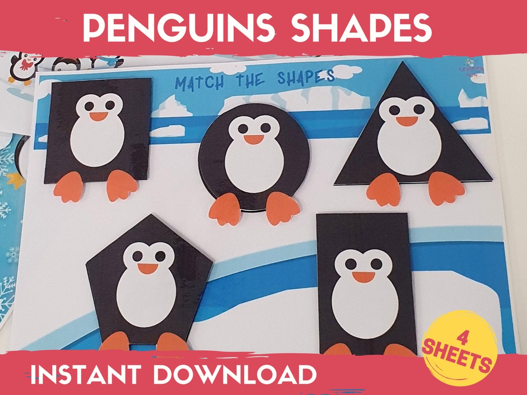 Penguins Shapes Matching, Busy Book, Busy Binder, Learning Binder ...