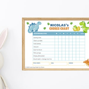 EDITABLE Dinosaurs Reward Chart, Boy Behavior Chart, Responsibilities ...