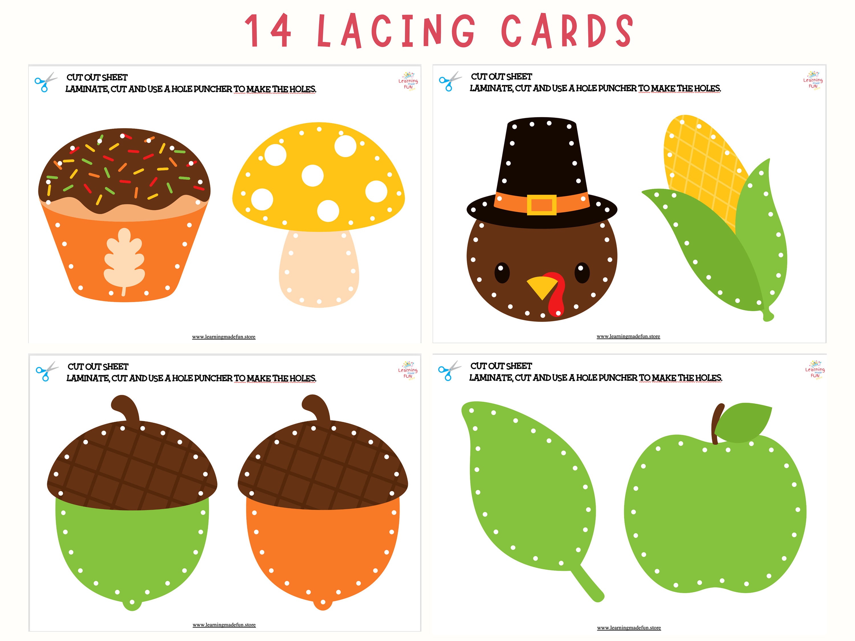 Autumn Printable Lacing Cards Toddler Fine Motor Skill - Etsy