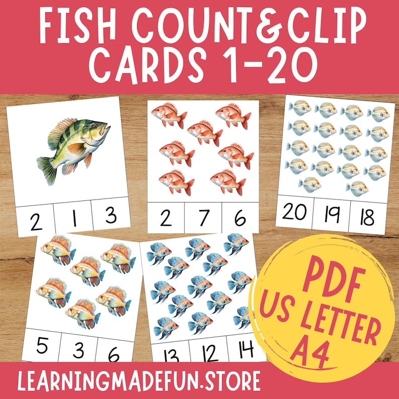Fish Count and Clip Cards: Montessori Math Activity (digital Download ...