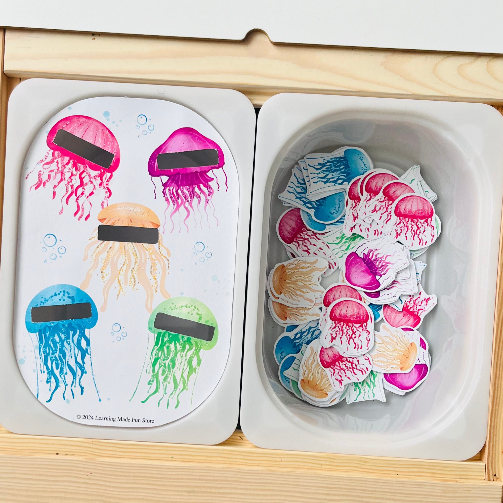 Jellyfish Color Sorting Flisat Insert: Preschool Printable (digital ...