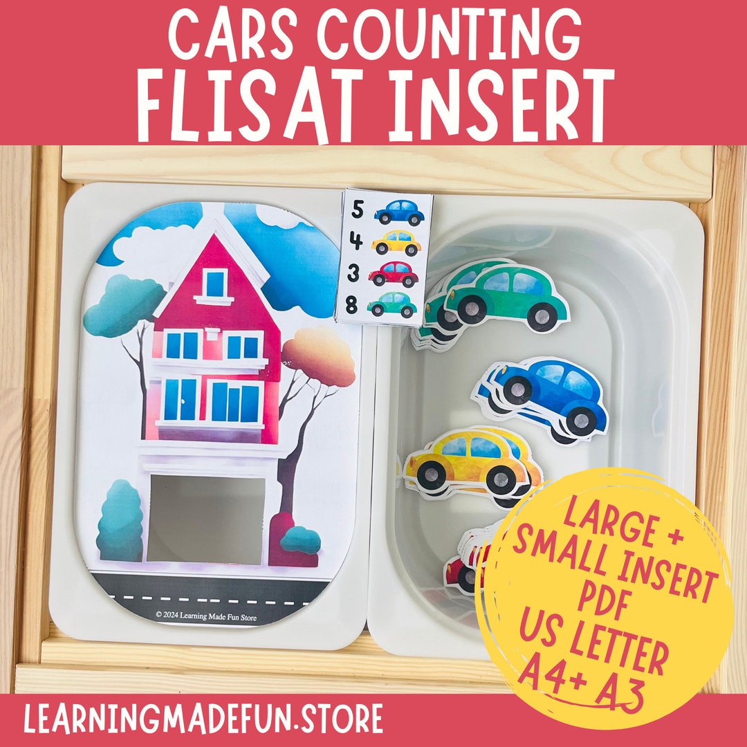 Cars Counting, Printable Flisat Insert, Trofast Insert, Preschool ...