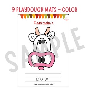 Farm Animals Play Doh Mats Visual Cards, Printable Play Dough Toddler ...