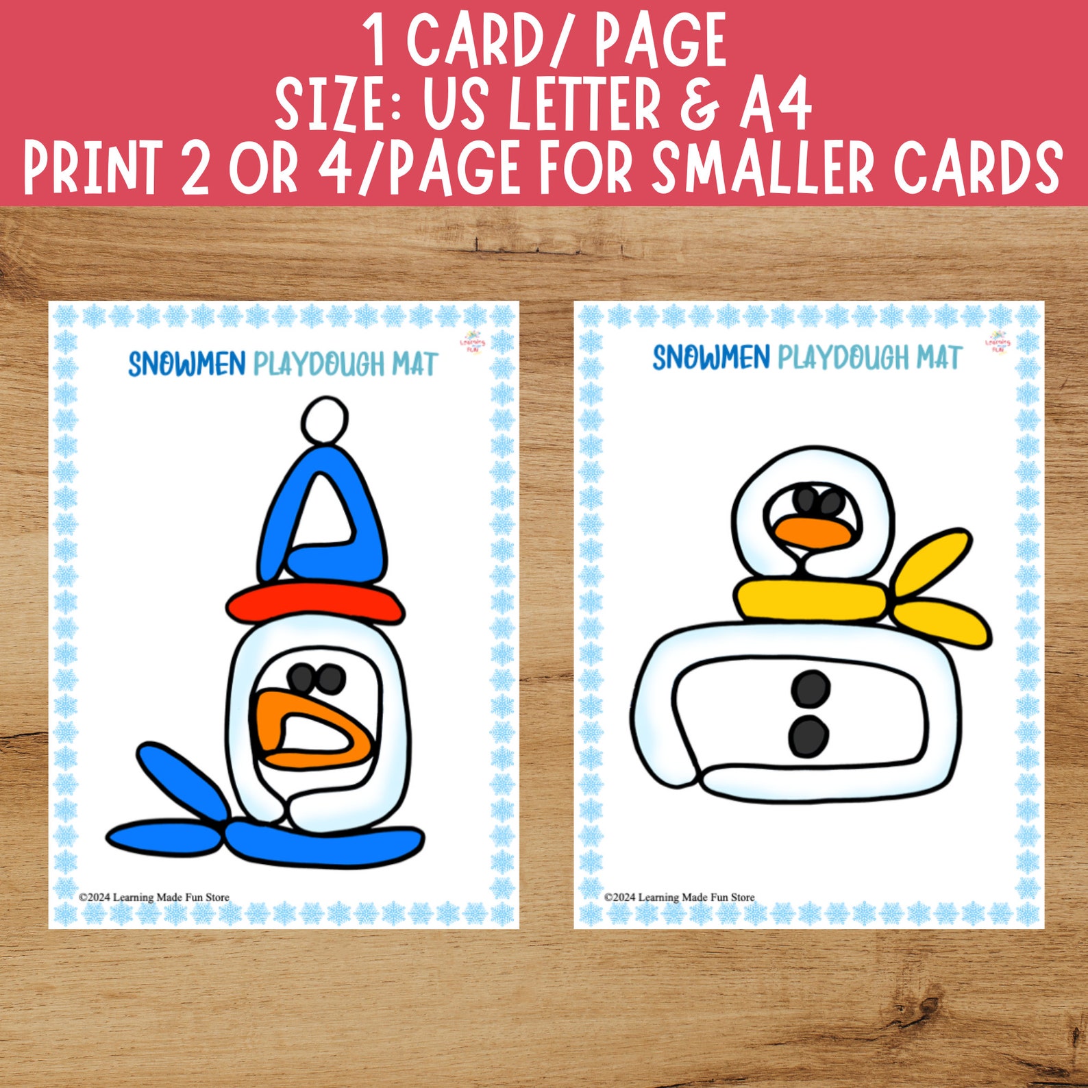 Snowmen Play Dough Mats: Winter Toddler Activities (printable) - Etsy