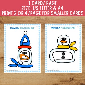 Snowmen Play Dough Mats: Winter Toddler Activities (printable) - Etsy