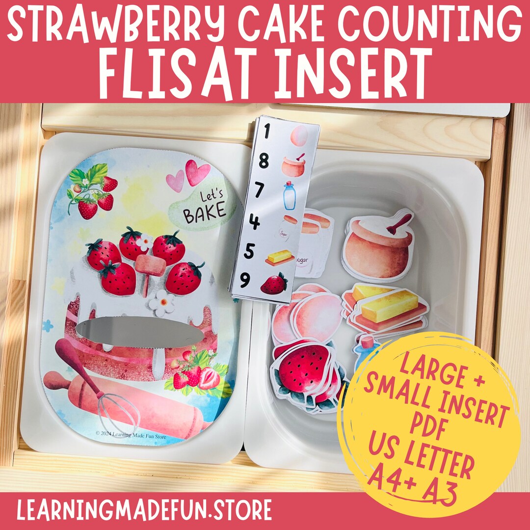 Strawberry Cake Counting, Printable Flisat Insert, Trofast Insert ...
