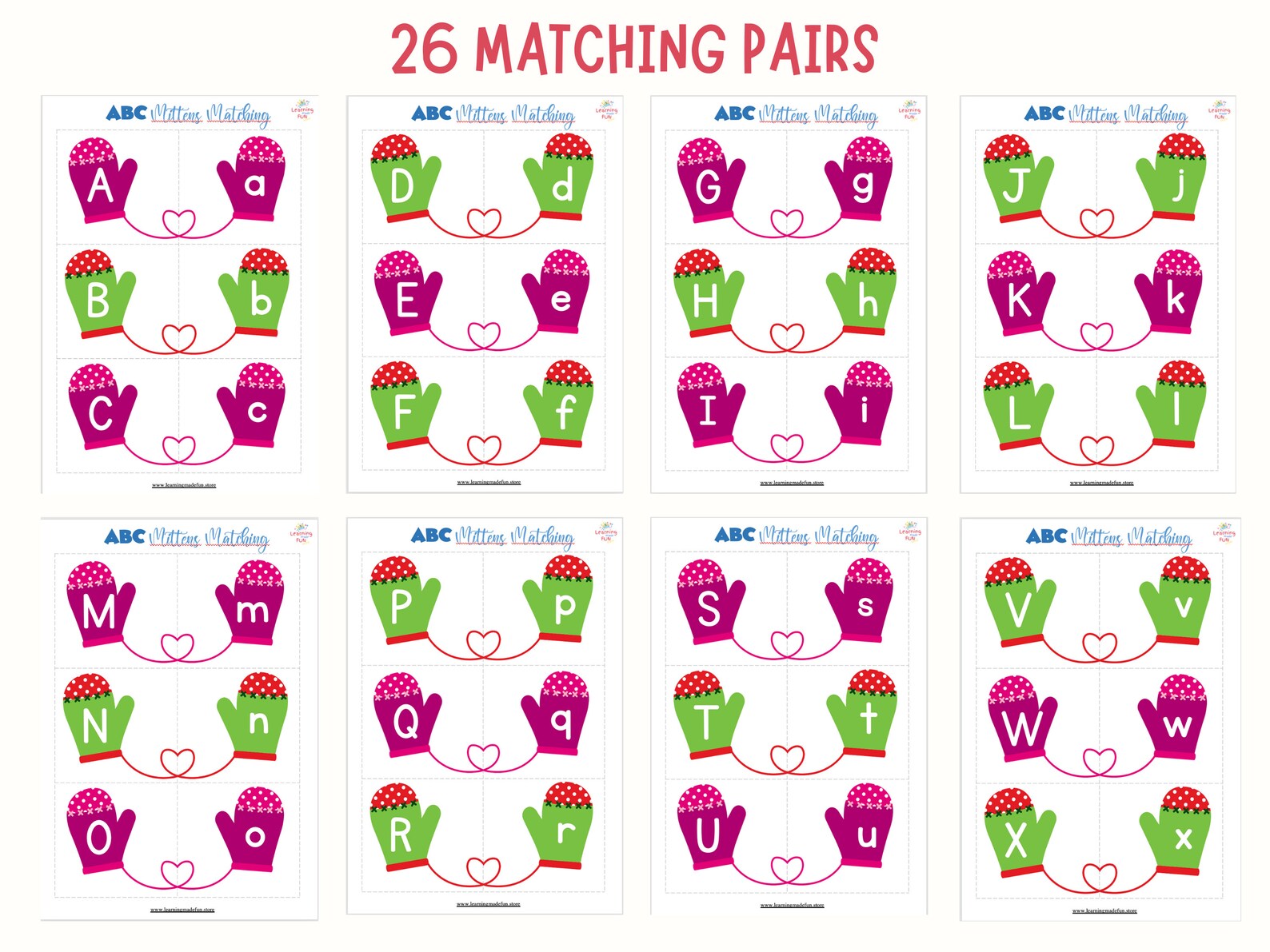 Alphabet Matching Game Uppercase Lowercase Match ABC Mittens - Etsy