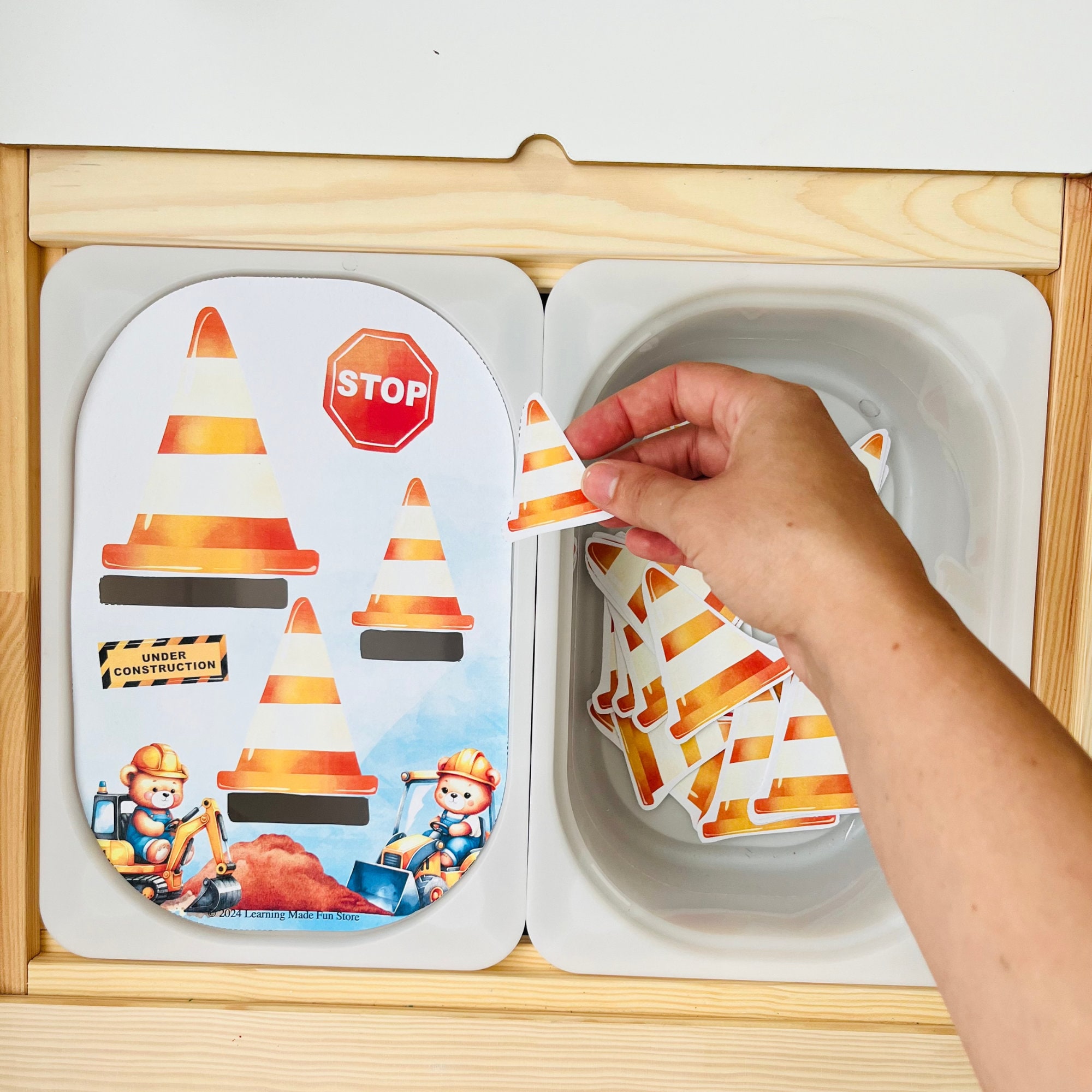 Construction Cones Size Sorting Flisat Insert, Preschool Pretend Play ...