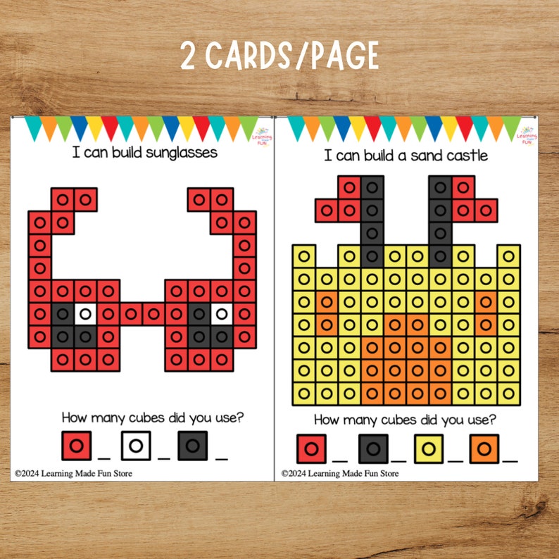 Summer Snap Cubes Mats: Preschool Math Game (PDF Download) - Etsy