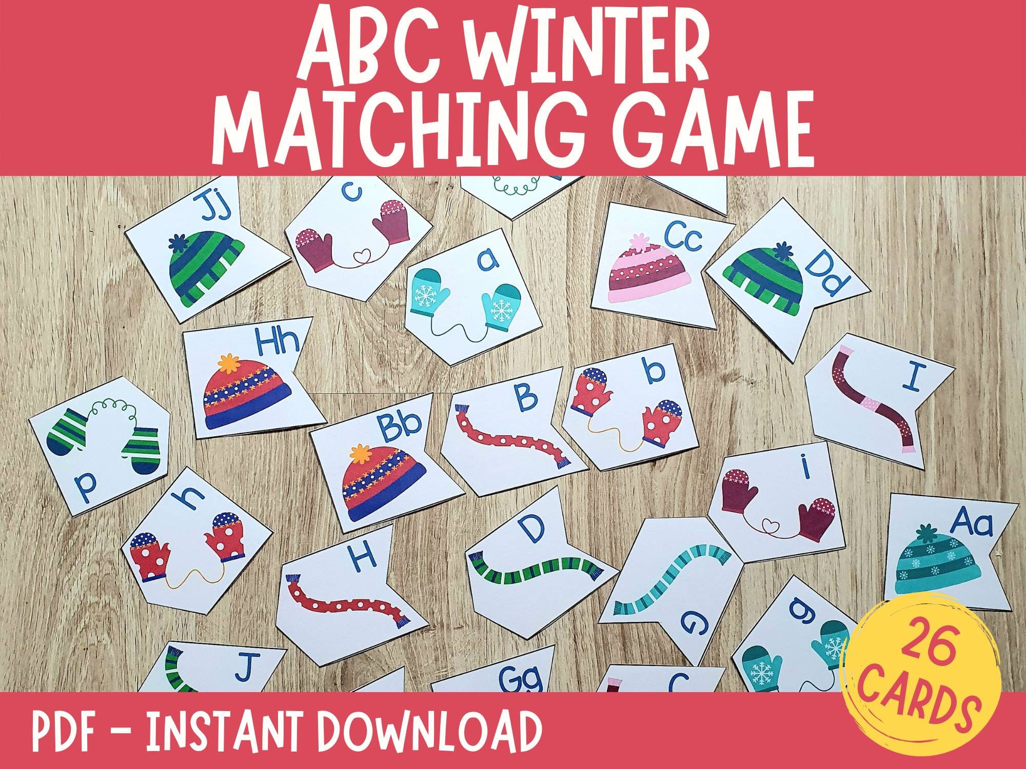 Winter Alphabet Matching Game Uppercase Lowercase Match ABC - Etsy