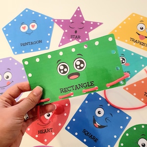Shapes Printable Lacing Cards, Toddler Fine Motor Skill Activity ...