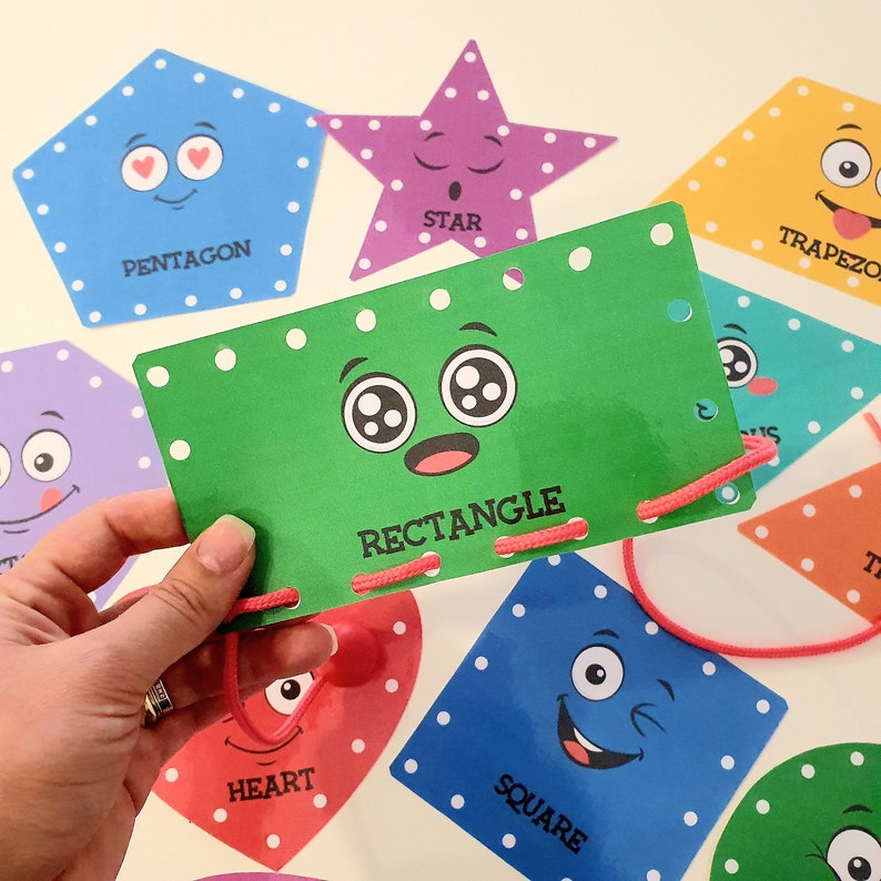 Shapes Printable Lacing Cards Toddler Fine Motor Skill - Etsy
