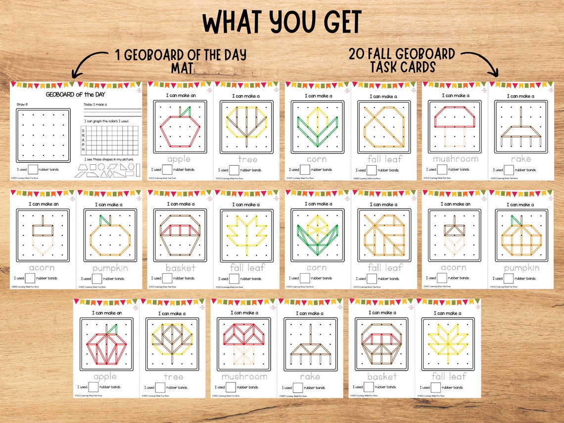 Fall Geoboard Task Cards Autumn Unit Activity Mats Preschool - Etsy