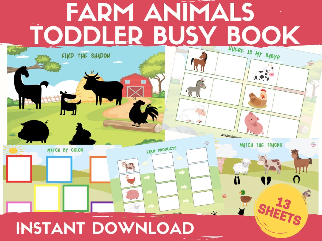 Farm Animals Toddler Busy Book: Learning Activities (PDF Pattern) - Etsy