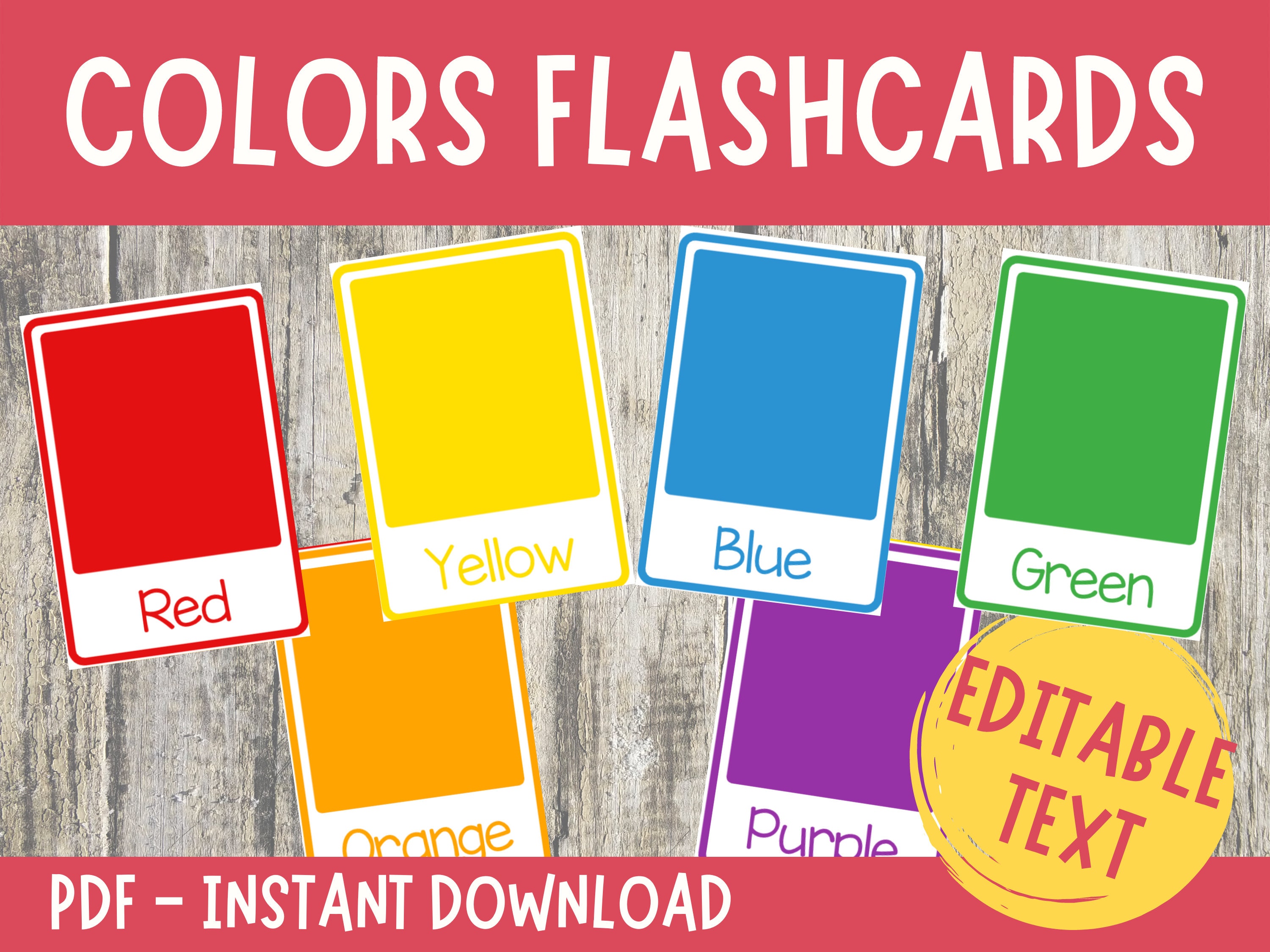 Editable Colors Flashcards: Montessori Learning Cards (PDF) - Etsy