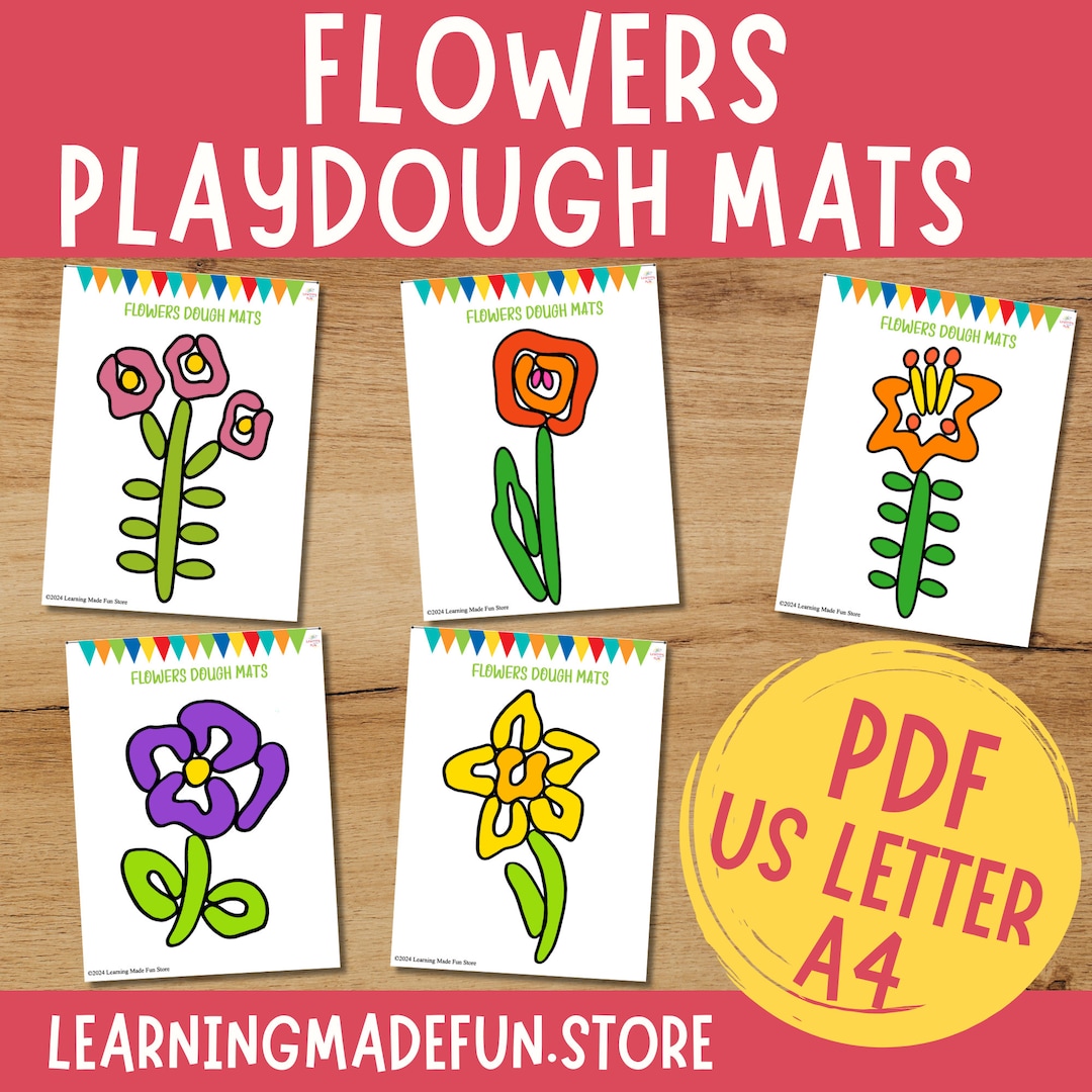 Flowers Play Dough Mats, Printable Play Doh Toddler Activitiy, Spring ...