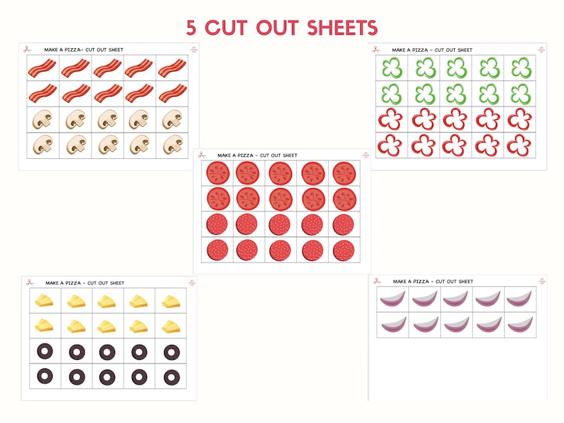 Pizza Counting Preschool Worksheets Printable Pretend | Etsy