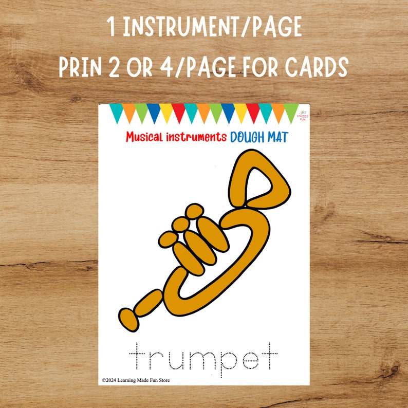 Musical Instrument Playdough Mats: Preschool Music Activity (PDF) - Etsy