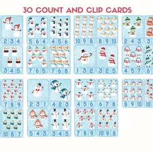 Winter Count Clip Cards, Numbers 1-10 Count and Clip Activity ...