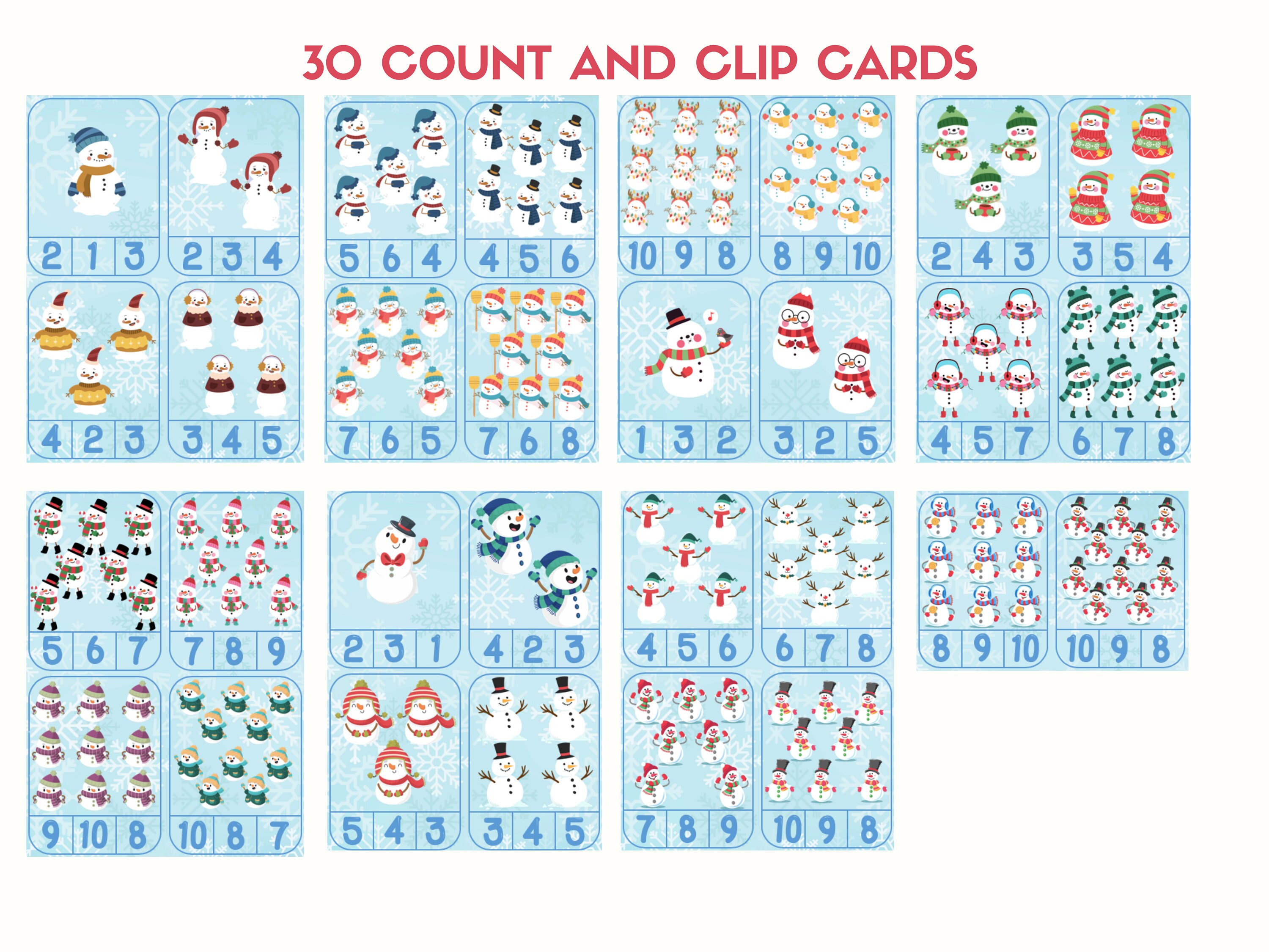 Winter Count Clip Cards Numbers 1-10 Count and Clip Activity | Etsy