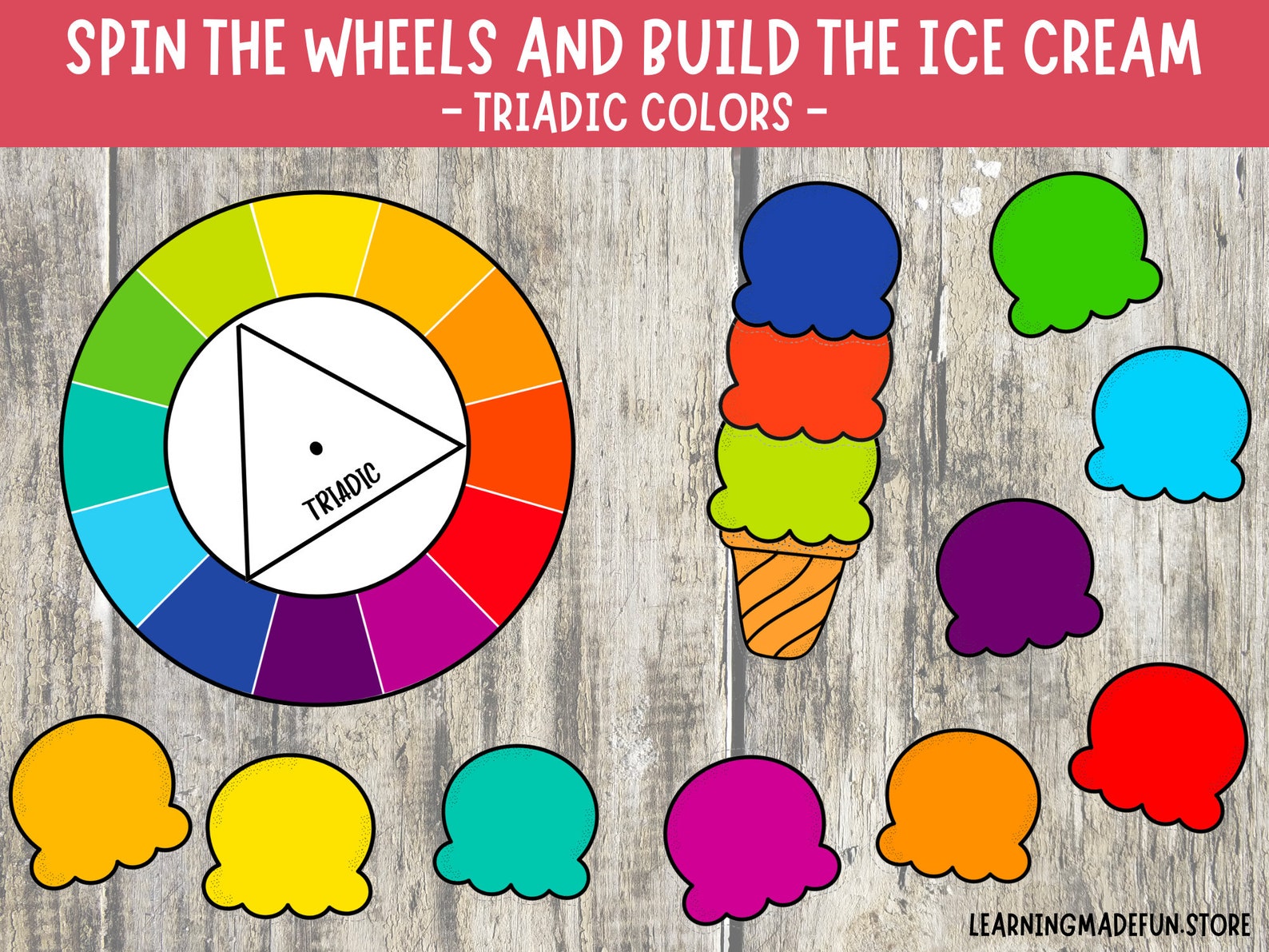 Build an Ice Cream Game, Color Wheel for Kids, Color Theory Preschool ...