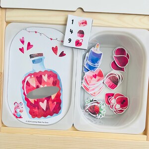Love Potion Counting Flisat Insert, Valentine's Sensory Play (printable ...