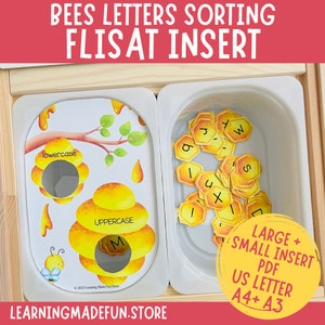 Bees Sorting Letters Printable Flisat Insert, Trofast Insert, Preschool ...