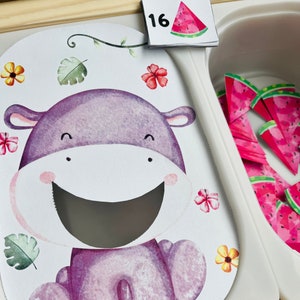 Feed the Hippo Counting to 20, Printable Flisat Insert, Trofast Insert ...