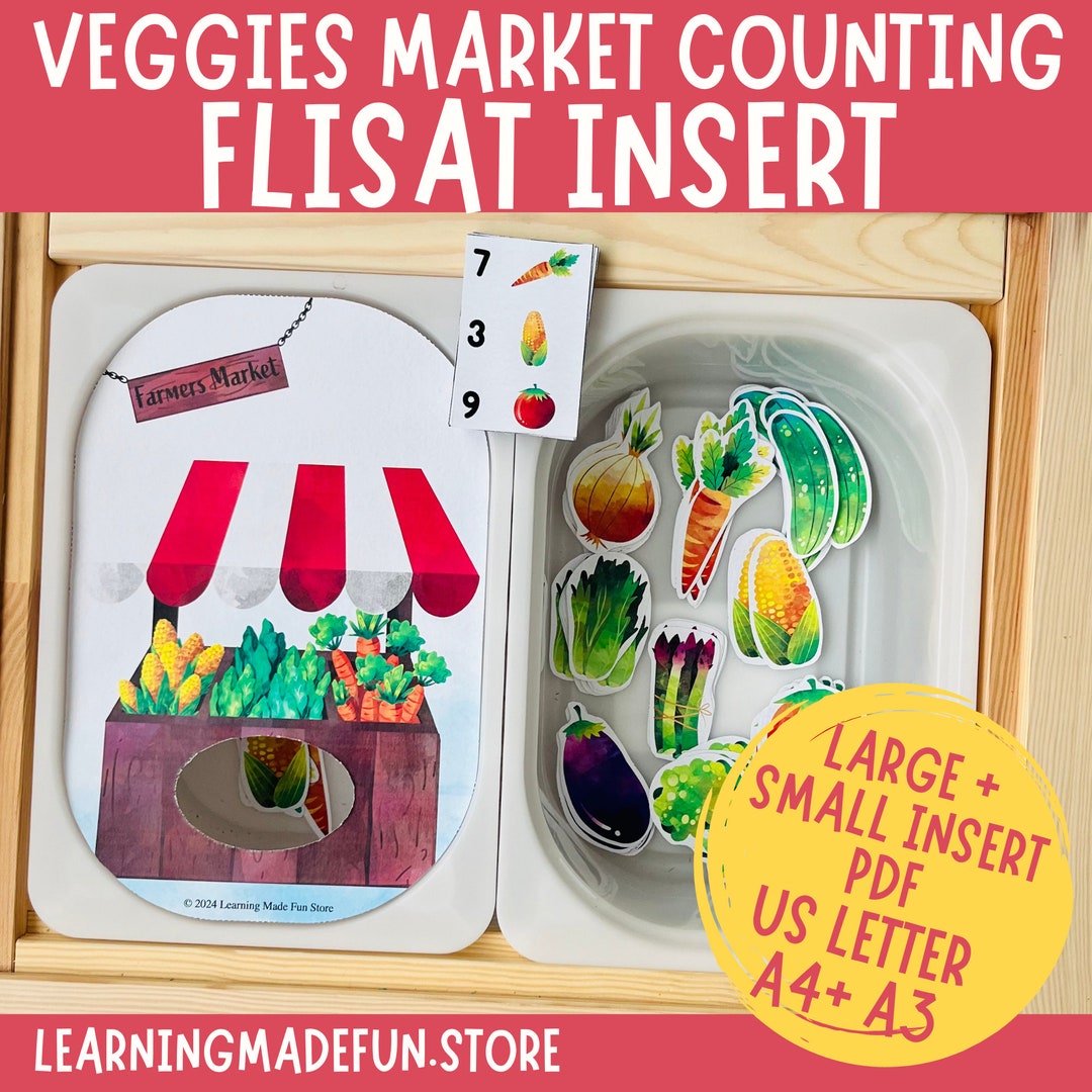 Veggies Market Counting, Printable Flisat Insert, Trofast Insert ...