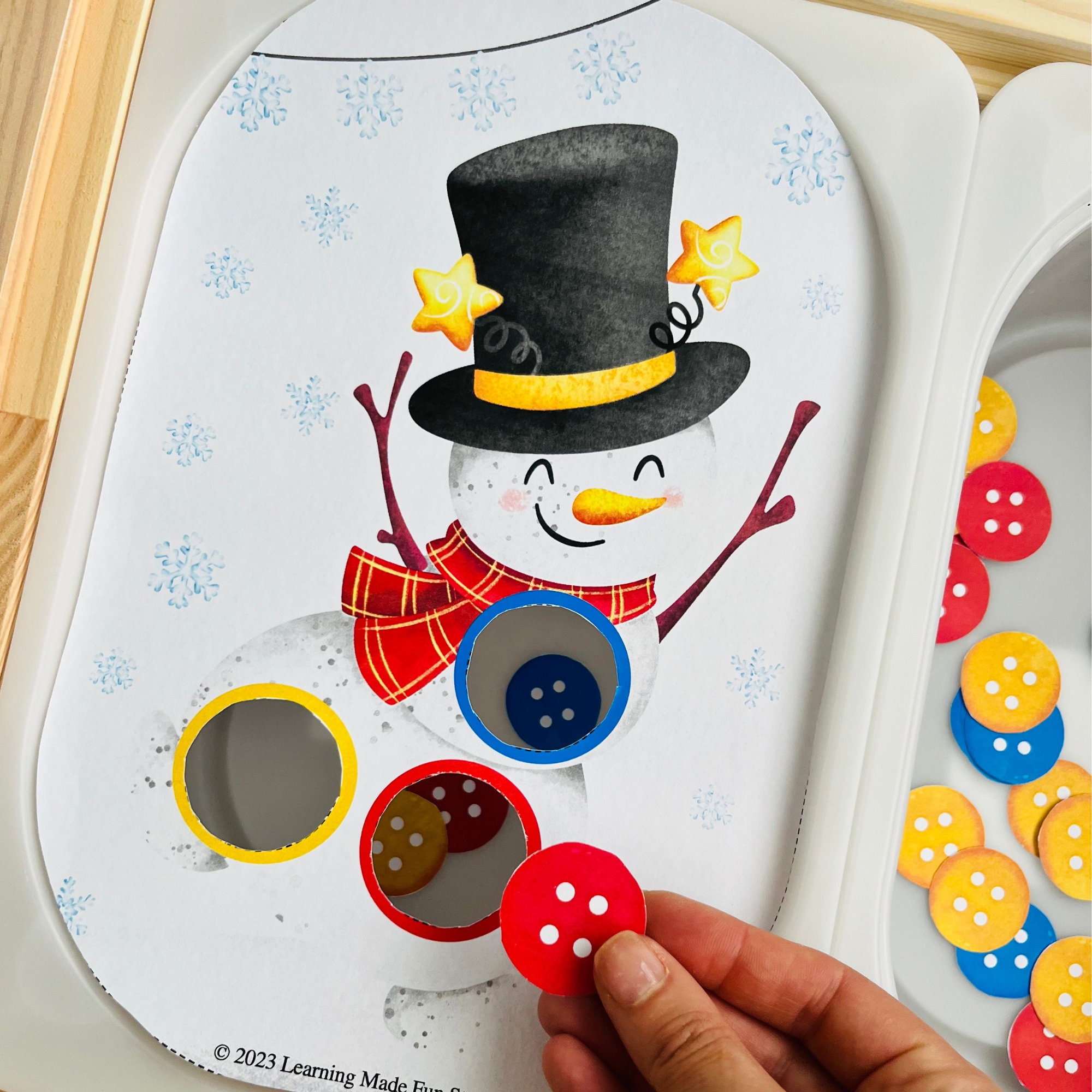 Snowman Colors Sorting Flisat Insert, Preschool Winter Activity ...