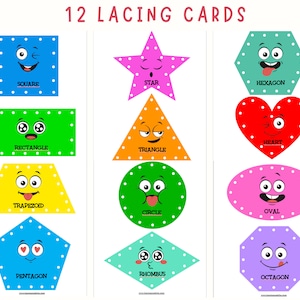 Shapes Printable Lacing Cards, Toddler Fine Motor Skill Activity ...